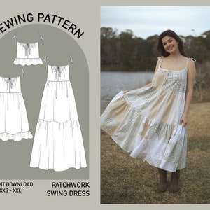 Patchwork Swing Dress Sewing Pattern PDF Size XXS - XXL - Etsy