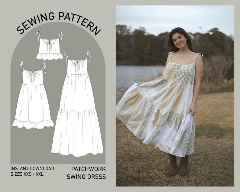 Patchwork Swing Dress Sewing Pattern PDF Size XXS XXL - Etsy