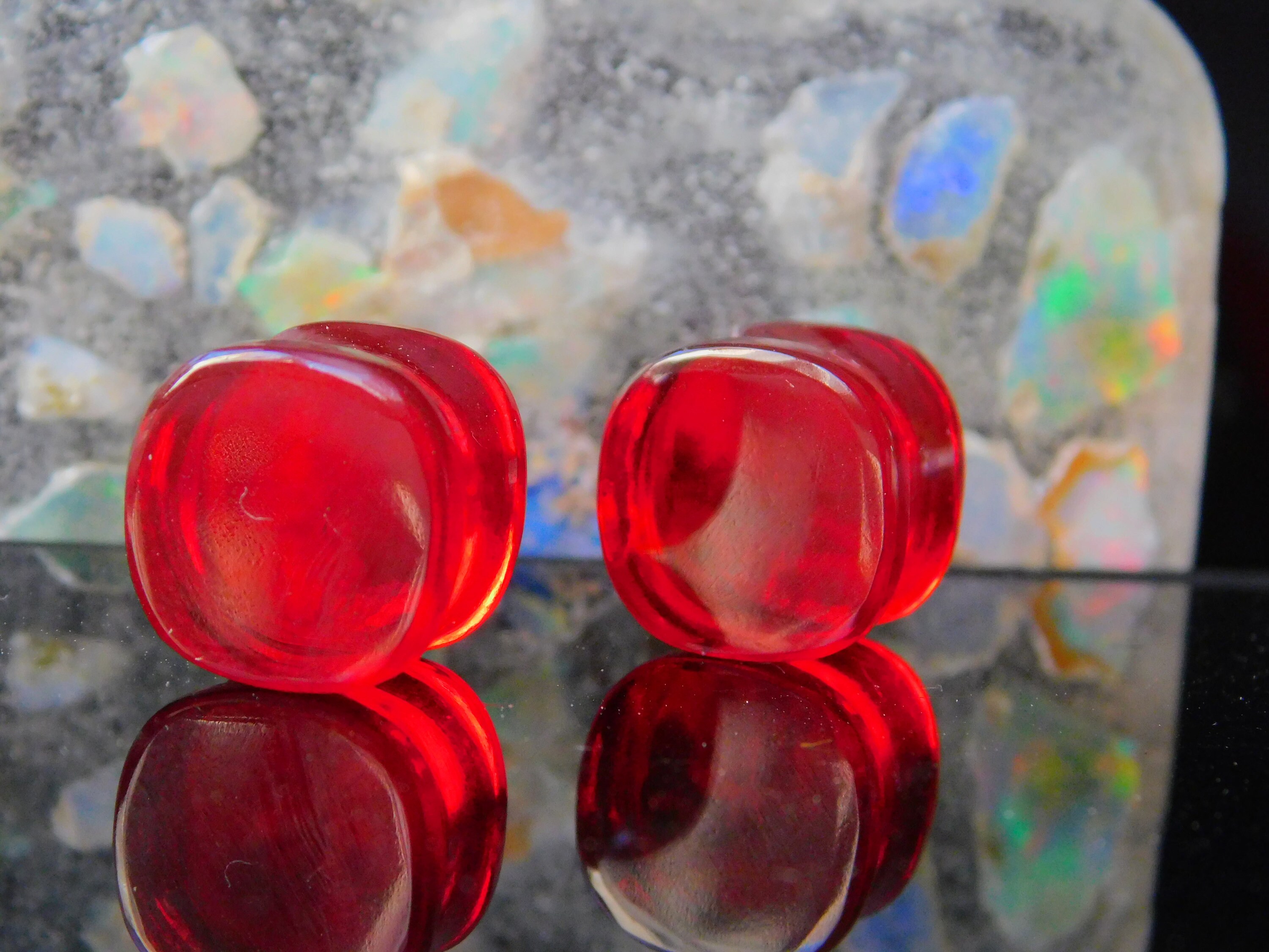 Ruby Glass Cushion Shape Plug Gauges Dark Rose/red Glass - Etsy