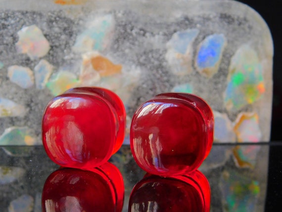 Ruby Glass Cushion Shape Plug Gauges Dark Rose/red Glass - Etsy
