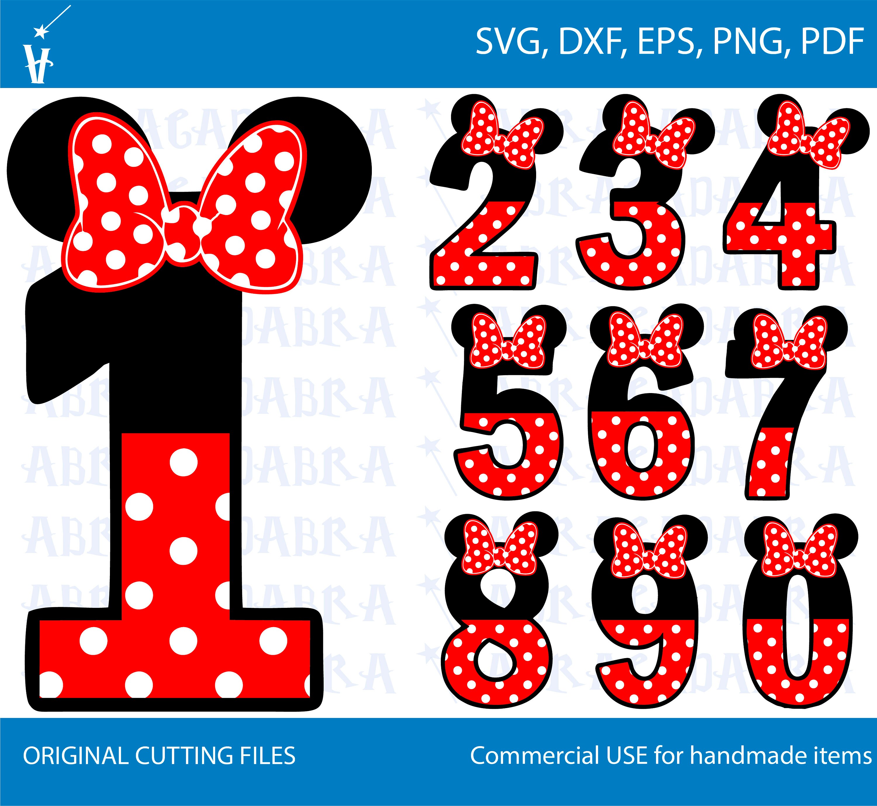 1-10 Números svg Números Minnie Números de fuente de | Etsy España