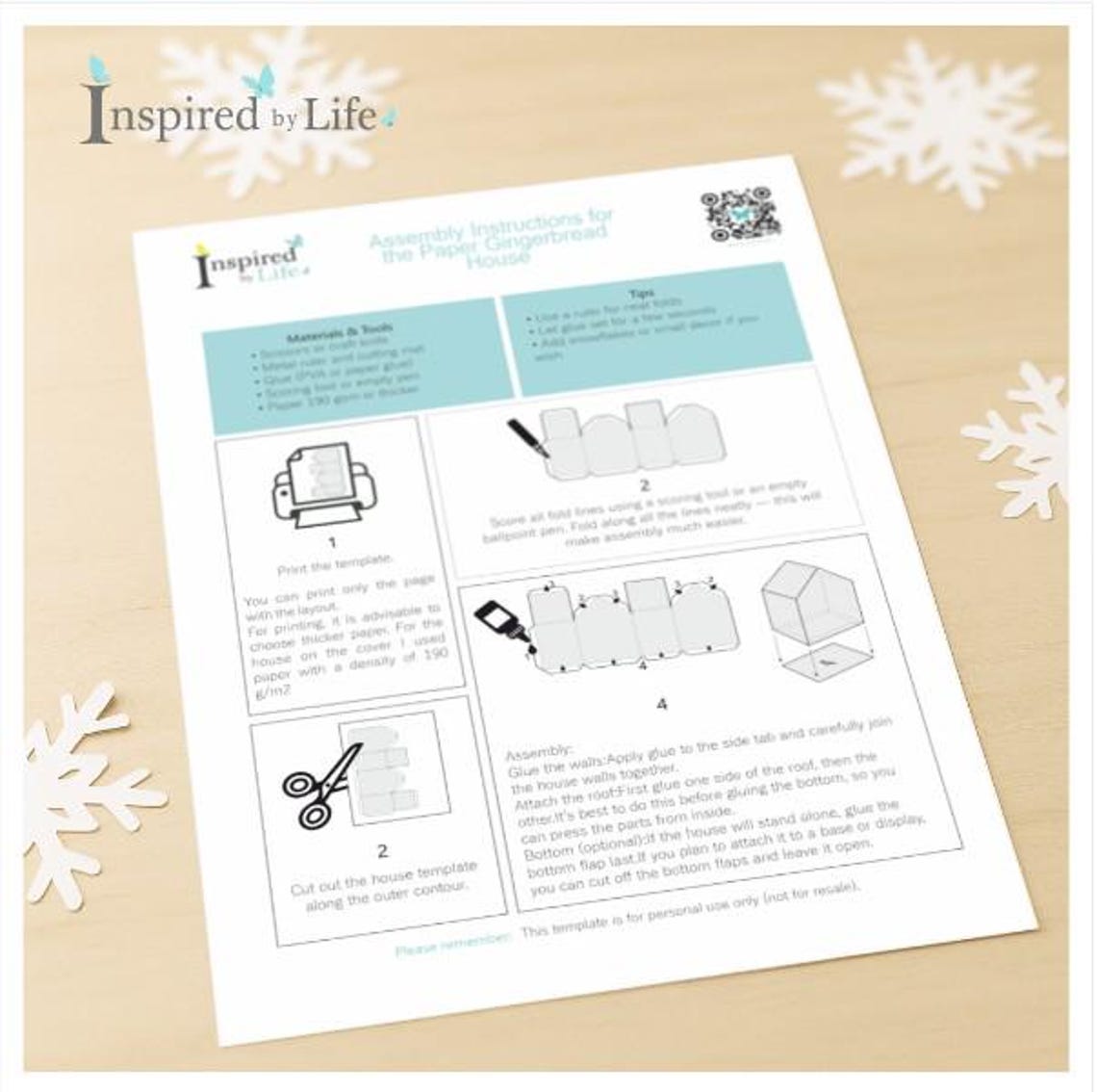 3D Paper Gingerbread House Template | Christmas Craft (PDF) - Etsy