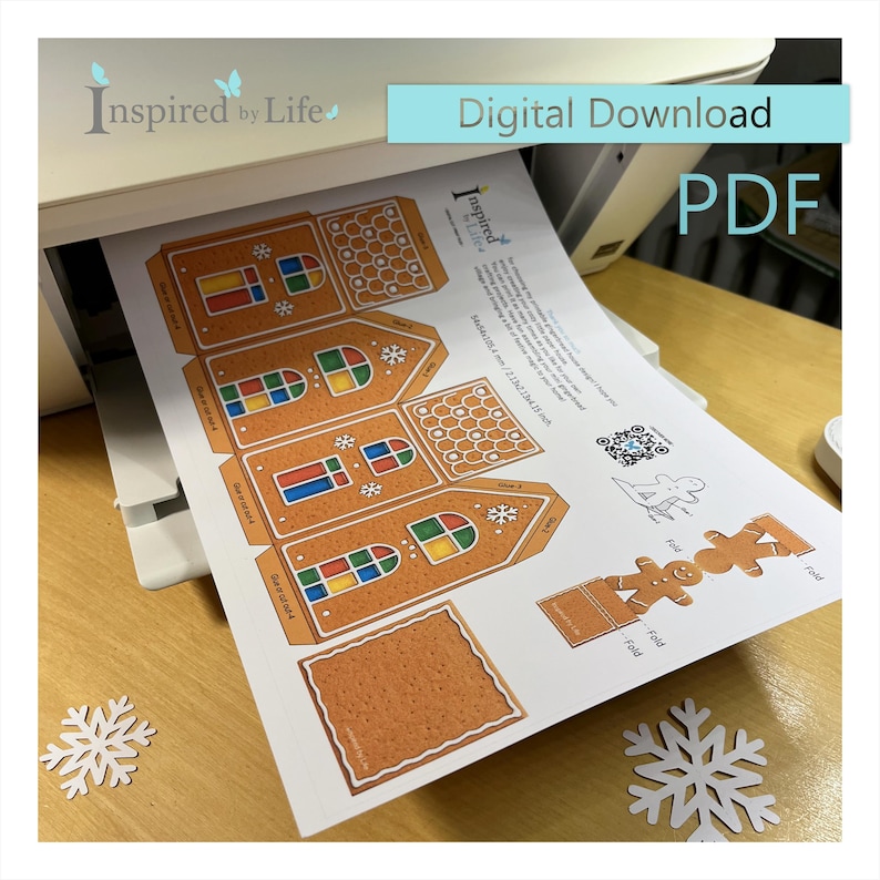 3D Paper Gingerbread House Template | Christmas Craft (PDF) - Etsy