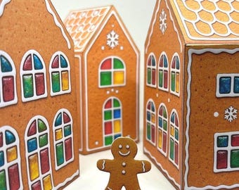 3D Paper Gingerbread House Template | Christmas Craft (PDF) - Etsy