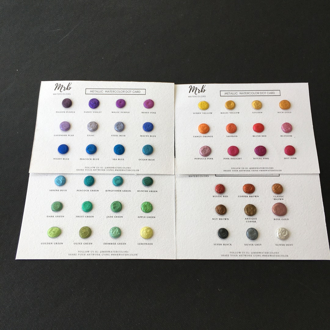 Mica Dot Card Sampler, Tester - Handmade Metallic Watercolors - Etsy