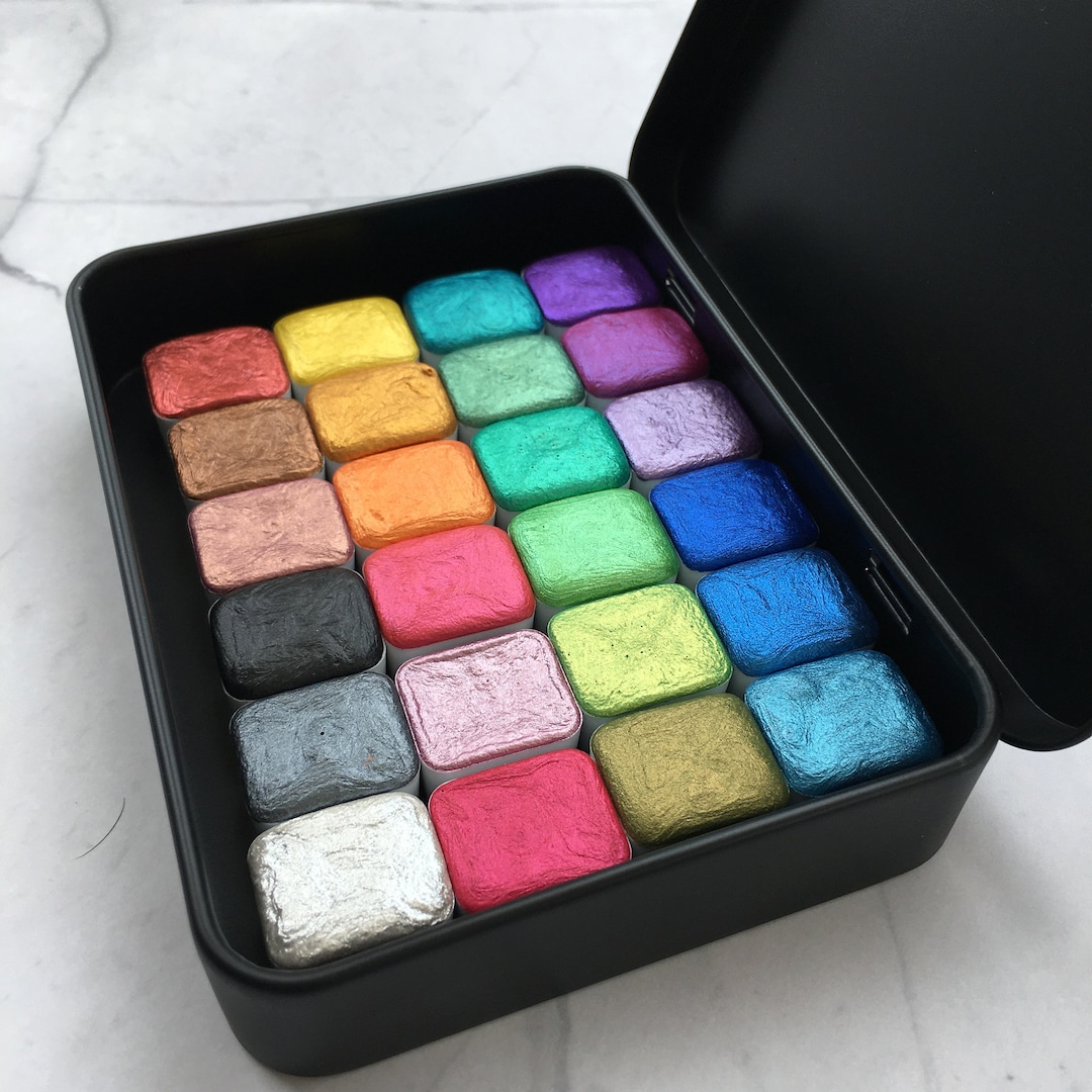 Handmade Metallic Watercolor Paints, Metallic Watercolor Half Pans ...