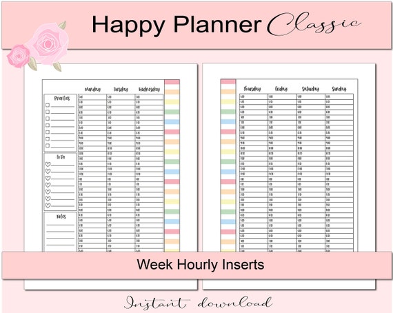 Printable Planner Pages / Classic HP Horizontal weekly / daily | Etsy