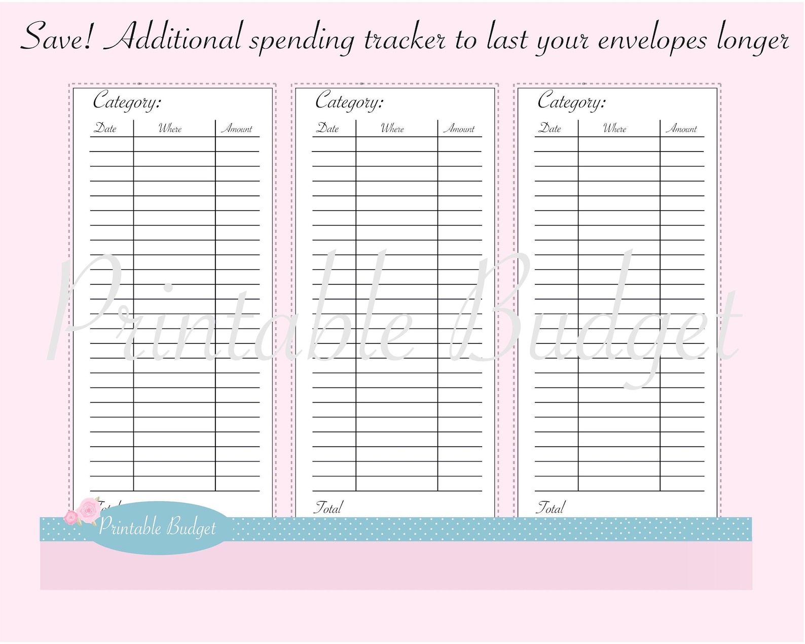 7 Horizontal Cash Envelopes / Printable / Financial Planner System ...