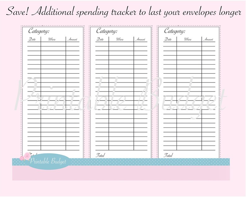 7 Horizontal Cash Envelopes / Printable / Financial Planner System ...