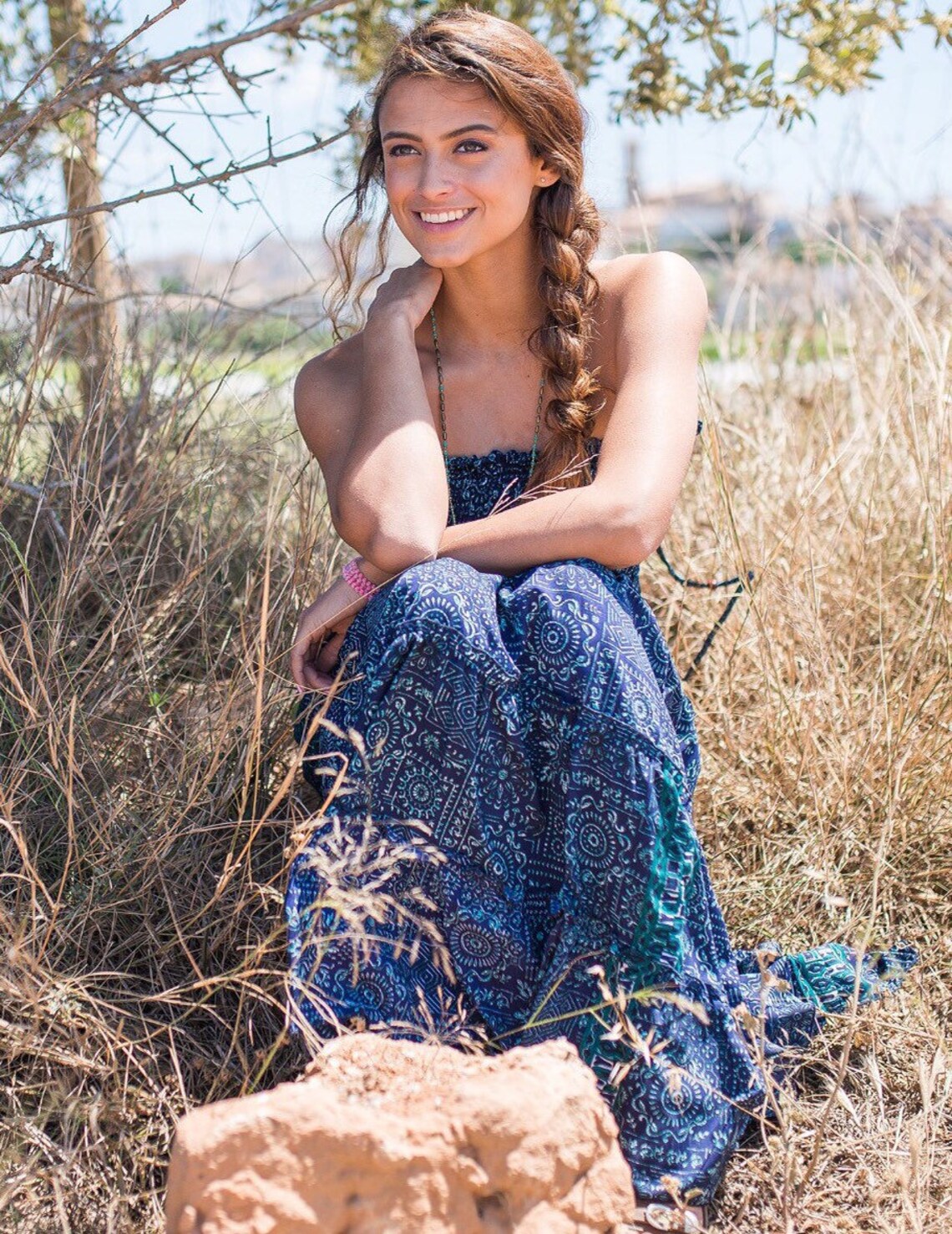 Navy Blue Strapless Boho Summer Long Dress Sleeveless Maxi | Etsy