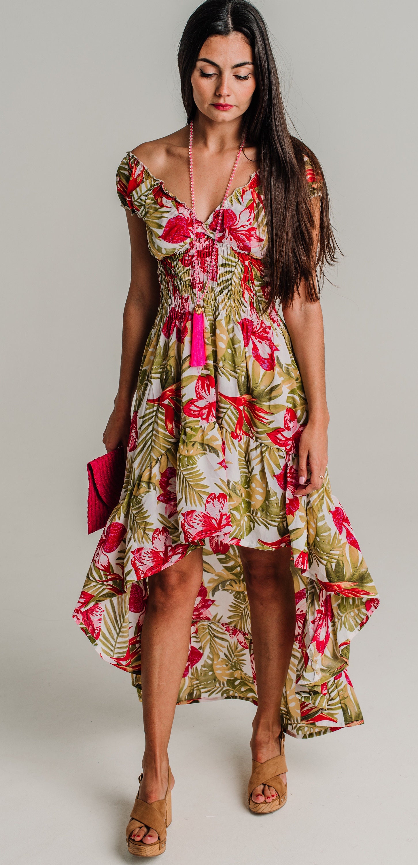 Mambo White Dress Resort Wear Long Summer Dress Floral - Etsy