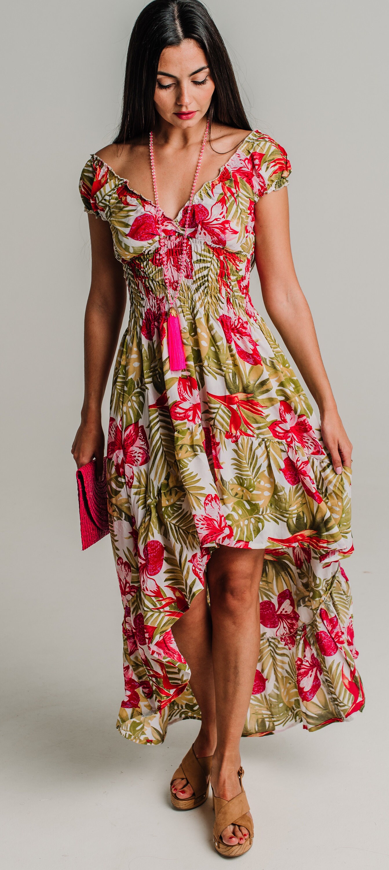 Mambo White Dress Resort Wear Long Summer Dress Floral - Etsy