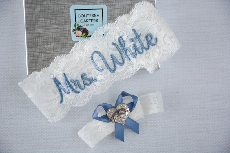 Dusty Blue Wedding Garter for Brides Personalized Non Slip - Etsy