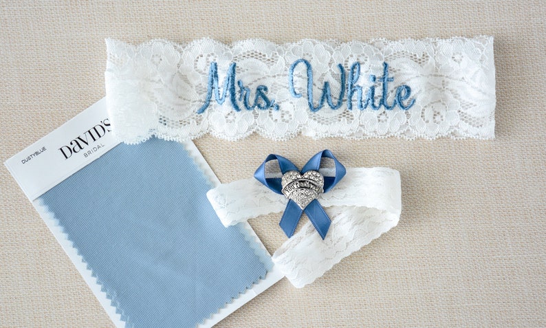 Dusty Blue Wedding Garter for Brides Personalized Non Slip - Etsy