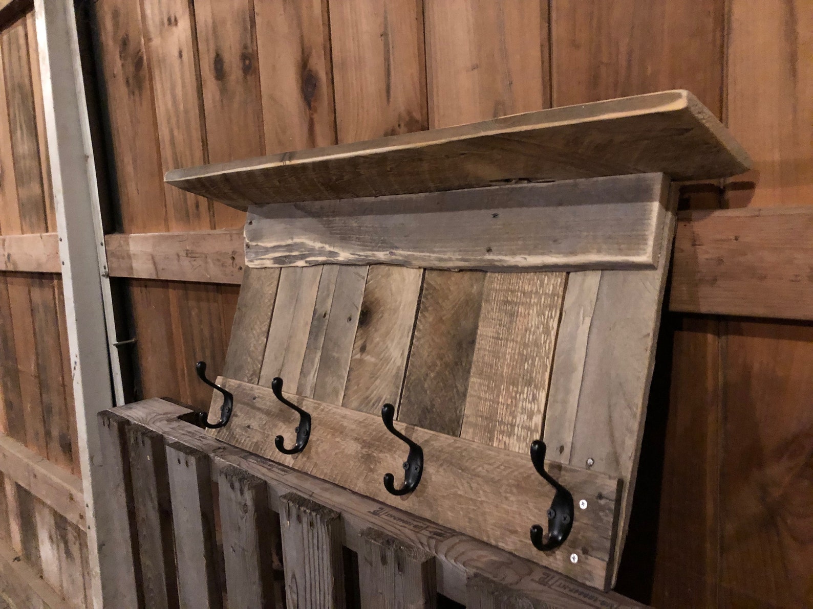 Rustic Coat Rack Made From Reclaimed Pallet Wood | Etsy