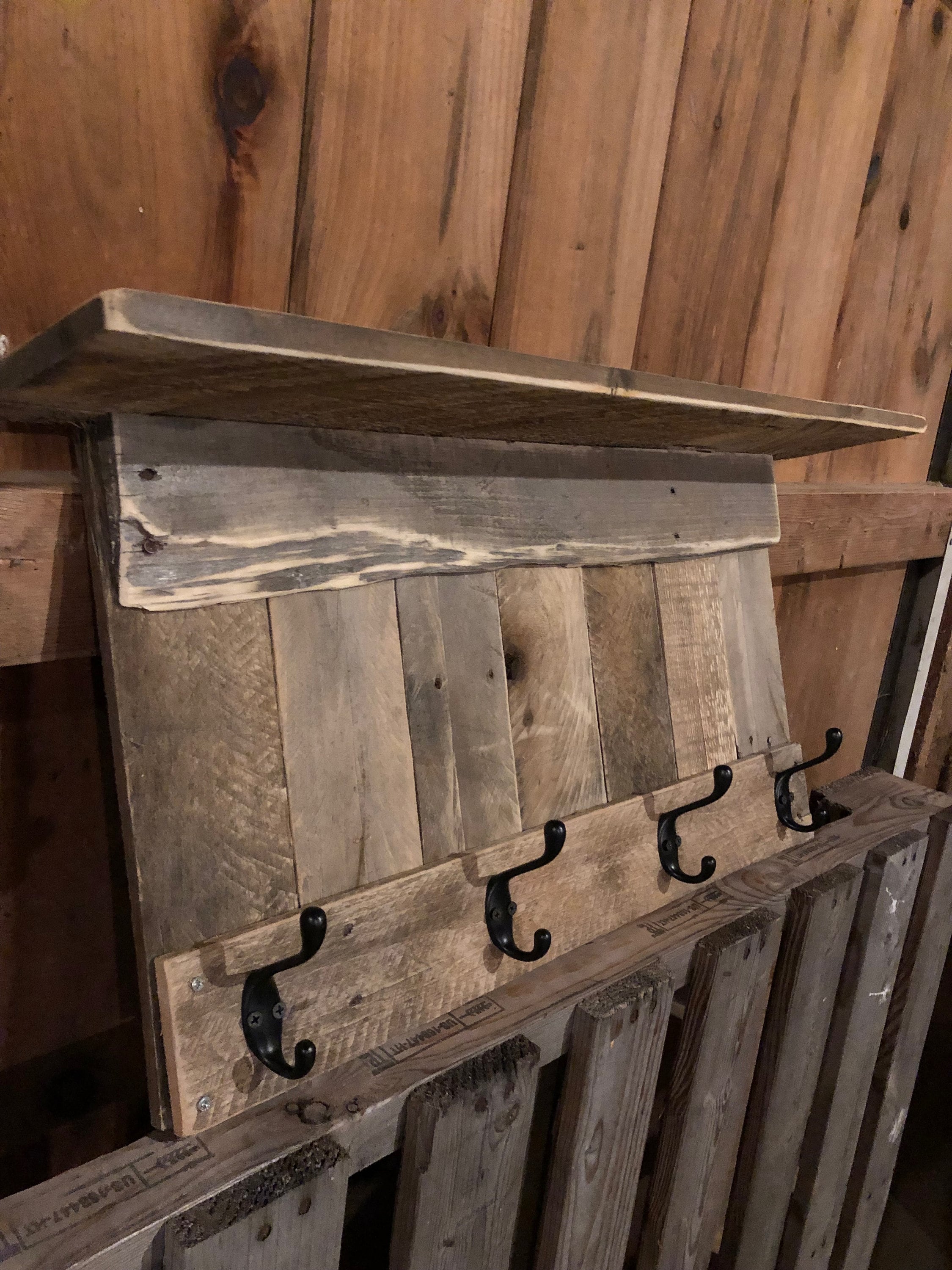 Rustic Coat Rack Made From Reclaimed Pallet Wood | Etsy