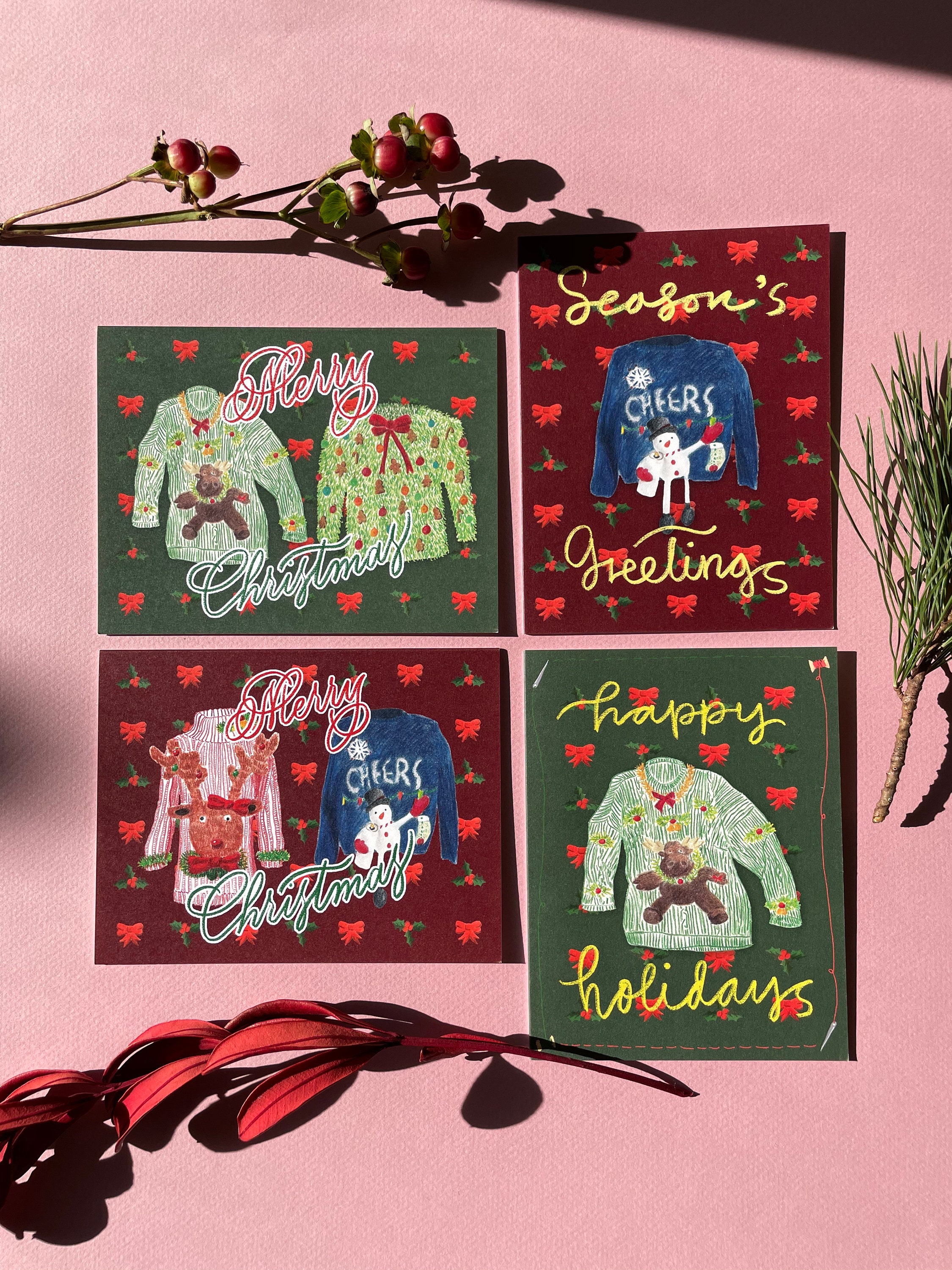 Cute and Adorable Ugly Christmas Sweater Holidays Card - Etsy UK