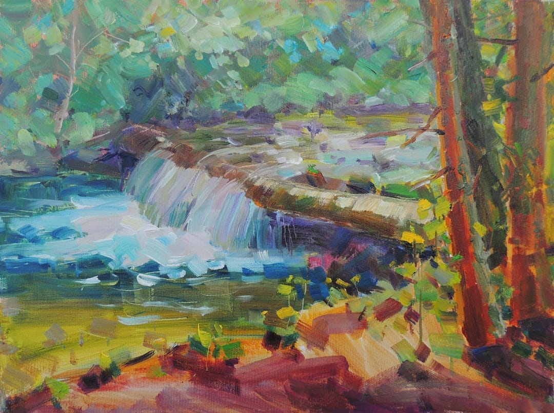 Green River Landscape, Summer Painting, Wild Forest River, Green Living ...