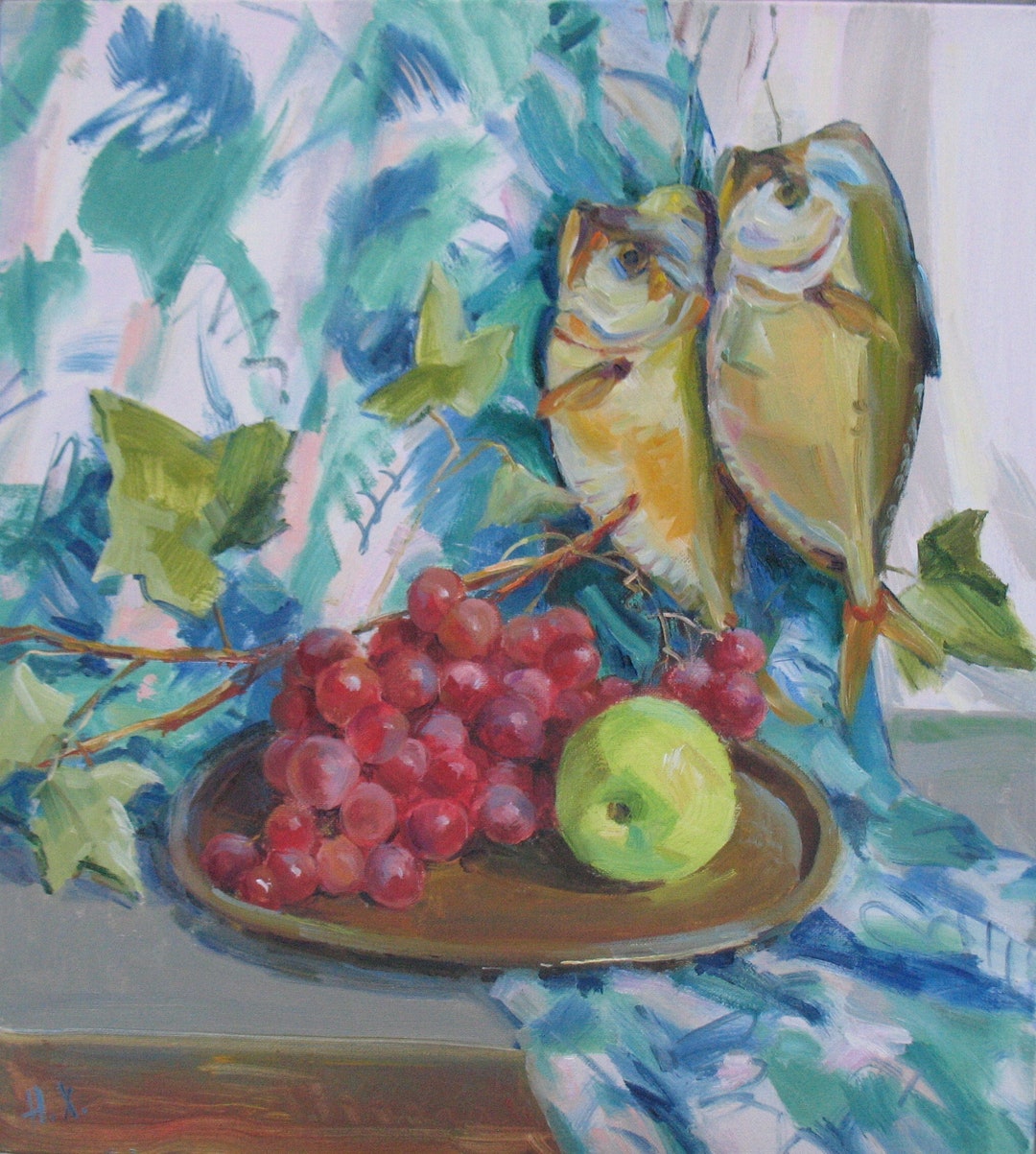 Fish Painting, Original Fish Still Life, Food Painting, Kitchen Wall ...