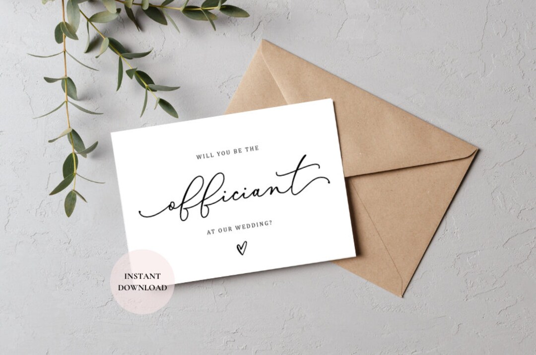 Officiant Proposal Wedding Card, Digital Download, Instant Download ...