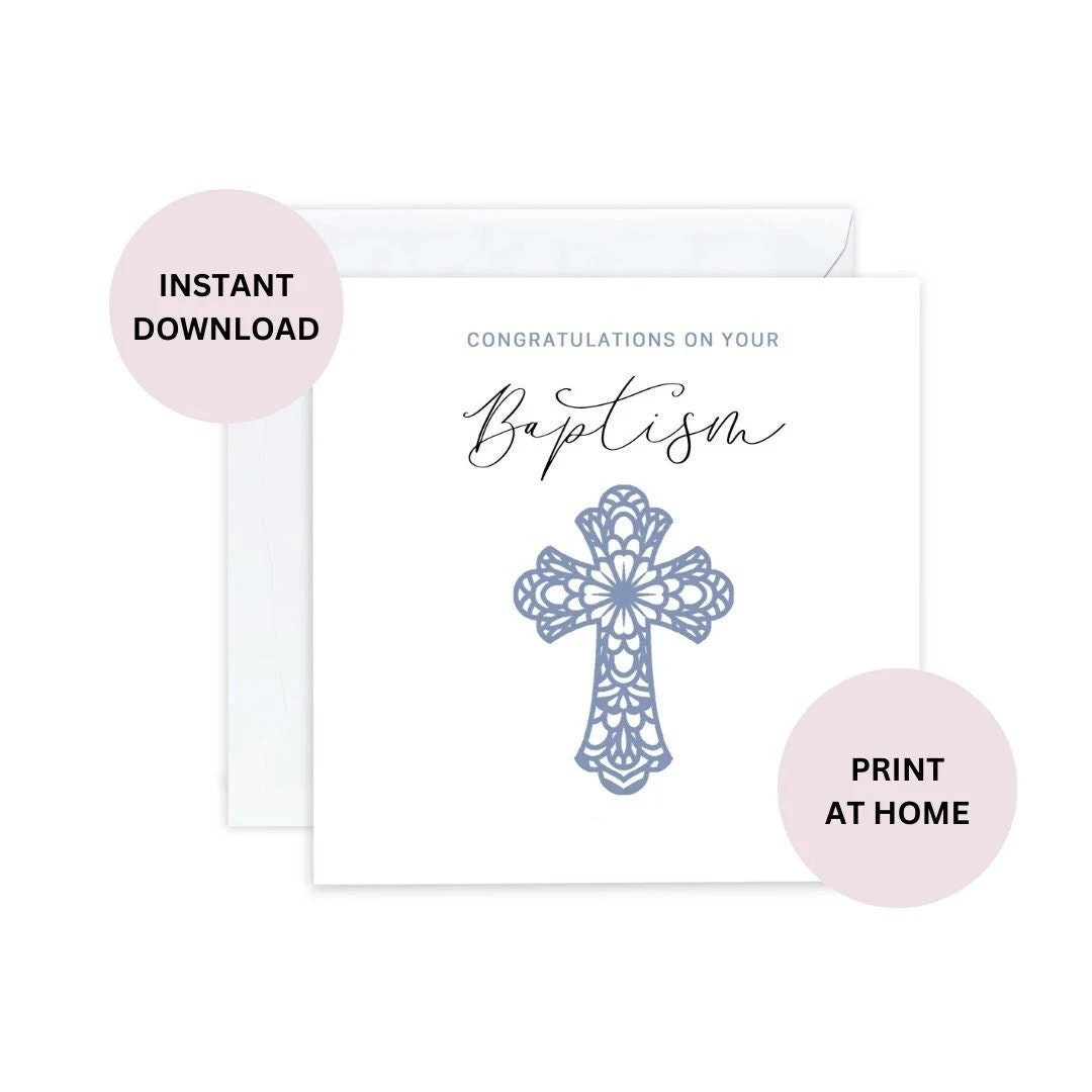 Congratulations on Your Baptism 2024 Card, Digital Download, Instant ...