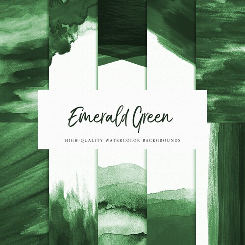 Emerald Green Digital Paper Clipart Watercolor Digital | Etsy
