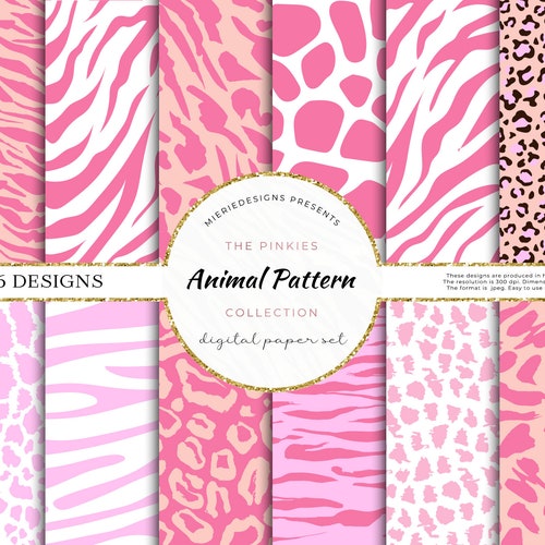 Pink Animal Print Paper Jaguar Leopard Tiger Zebra - Etsy