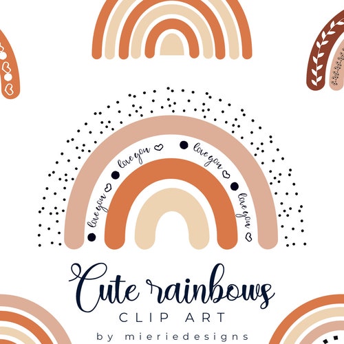 Watercolor Boho Rainbow Clip Art/ Boho Clipart/ Rainbow Png/ - Etsy