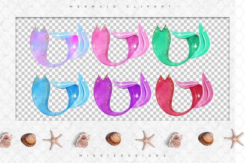 Watercolor Mermaid Tail Clipart Mermaid Tails Clip Art - Etsy