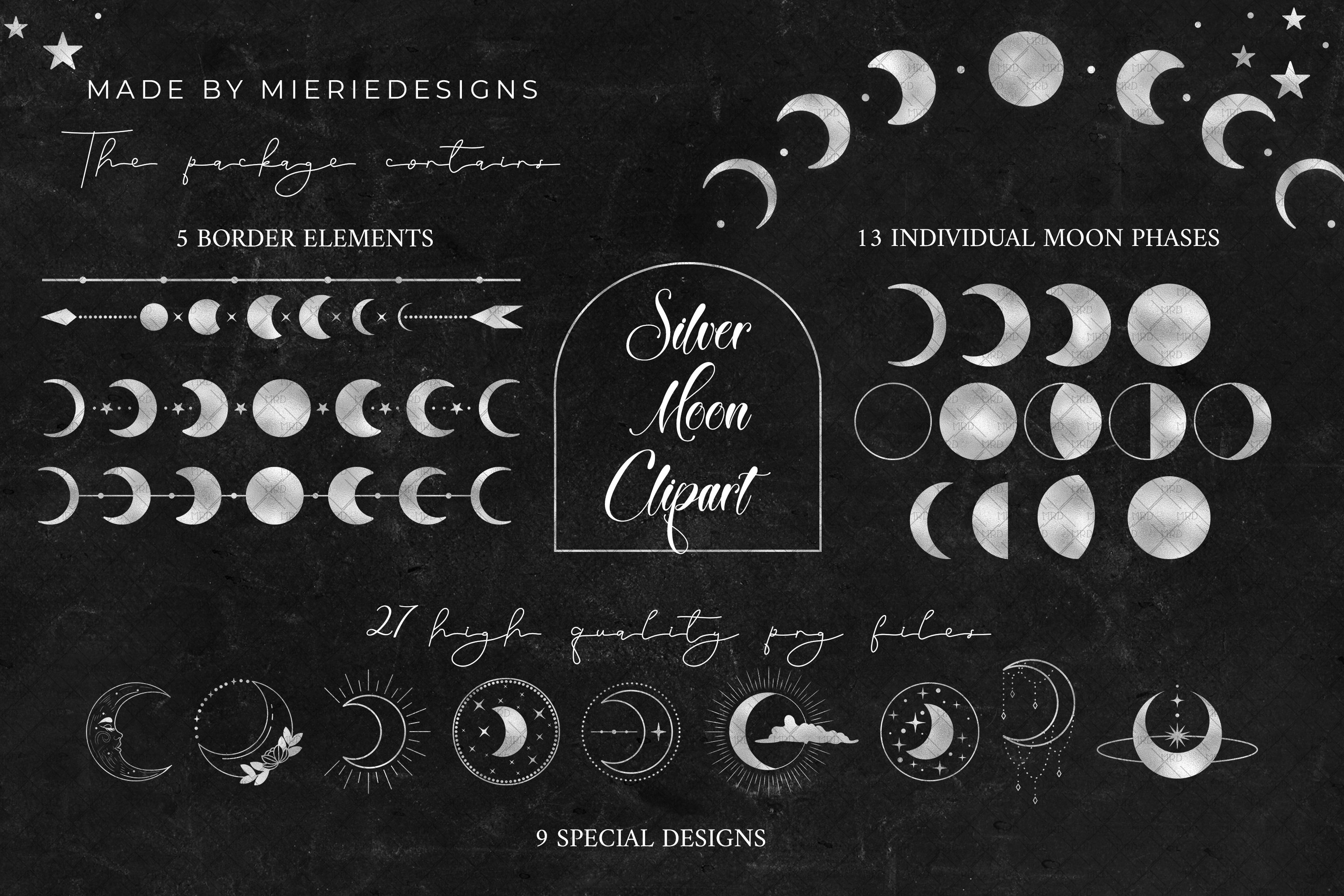 Paper, Party & Kids Craft Supplies & Tools Lunar Phases Clip Art ...