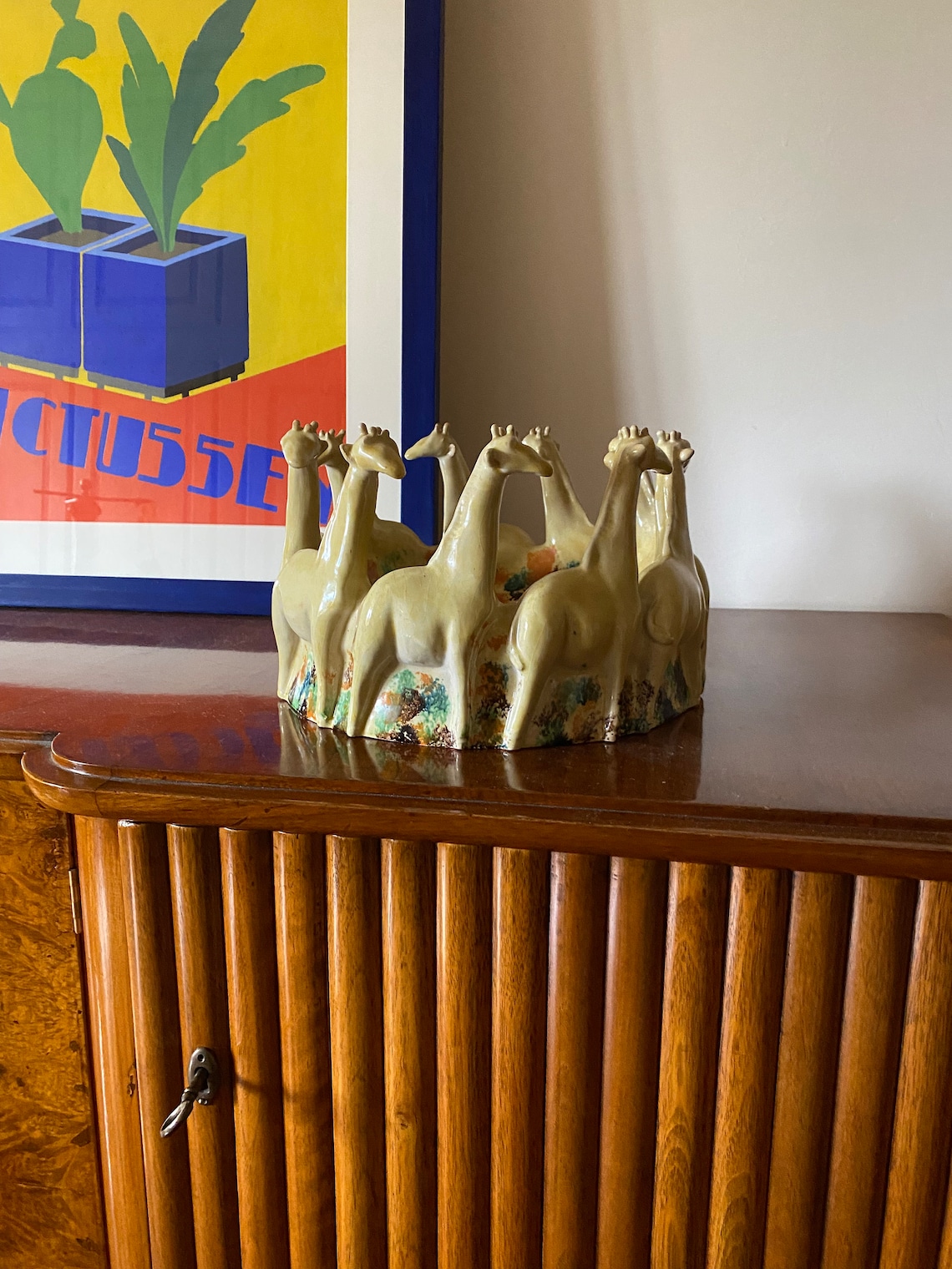 Postmodern Giraffe Ceramic Centerpiece / Vide Poche, ND Dolfi Montelupo ...