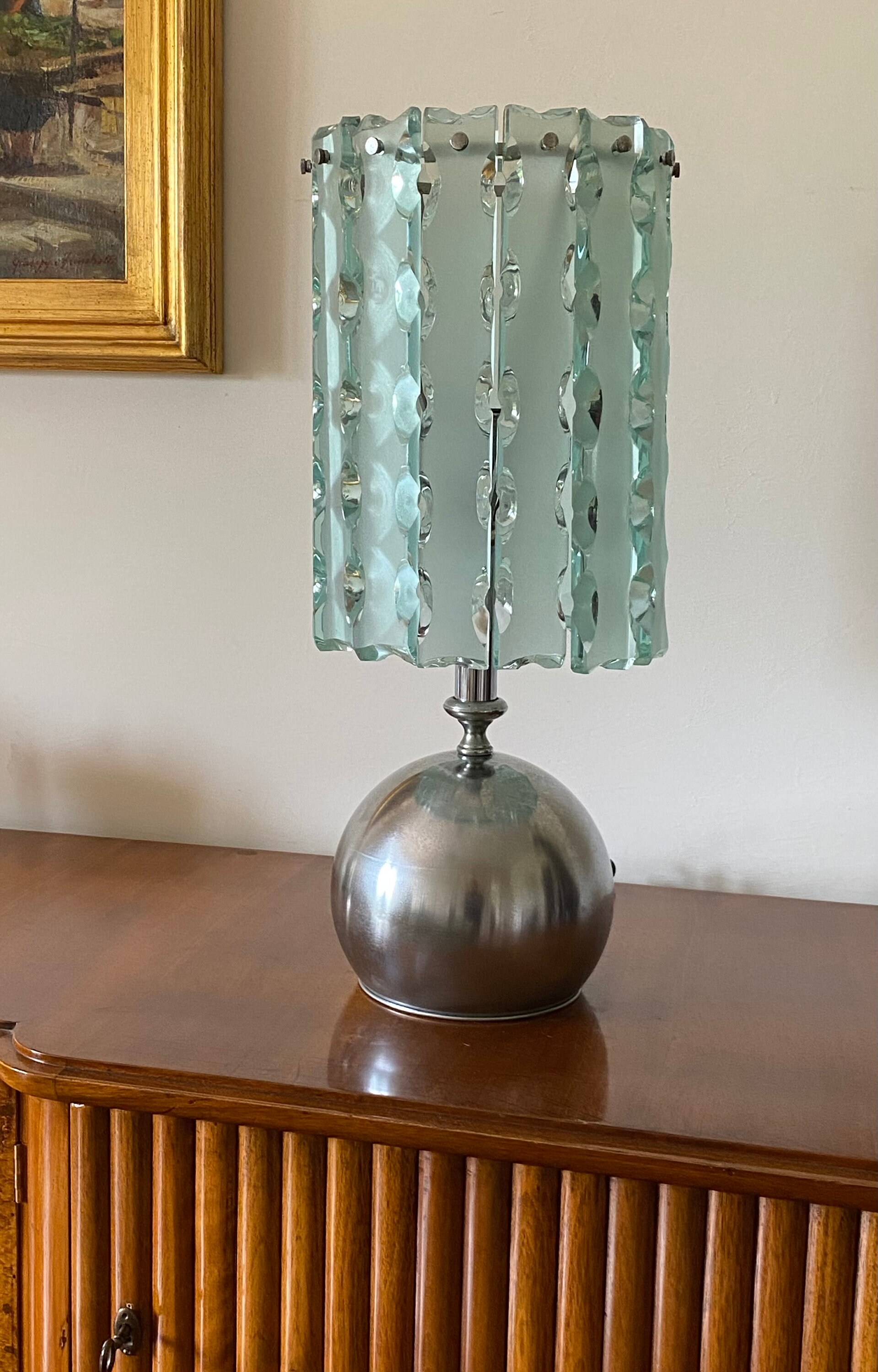 Max Ingrand, Molded Glass Table Lamp, Zero Quattro per Fontana Arte ...