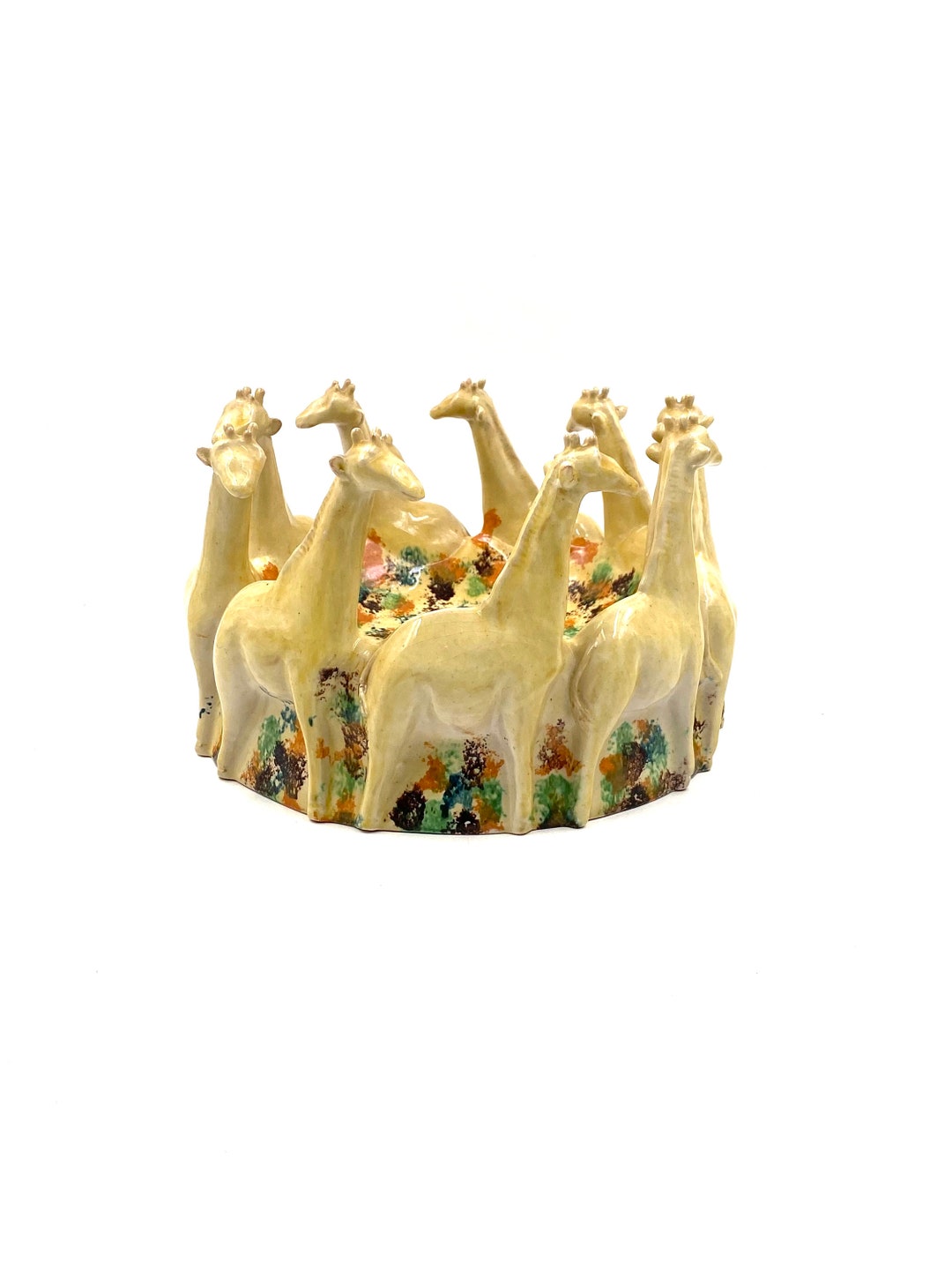 Postmodern Giraffe Ceramic Centerpiece / Vide Poche, ND Dolfi Montelupo ...