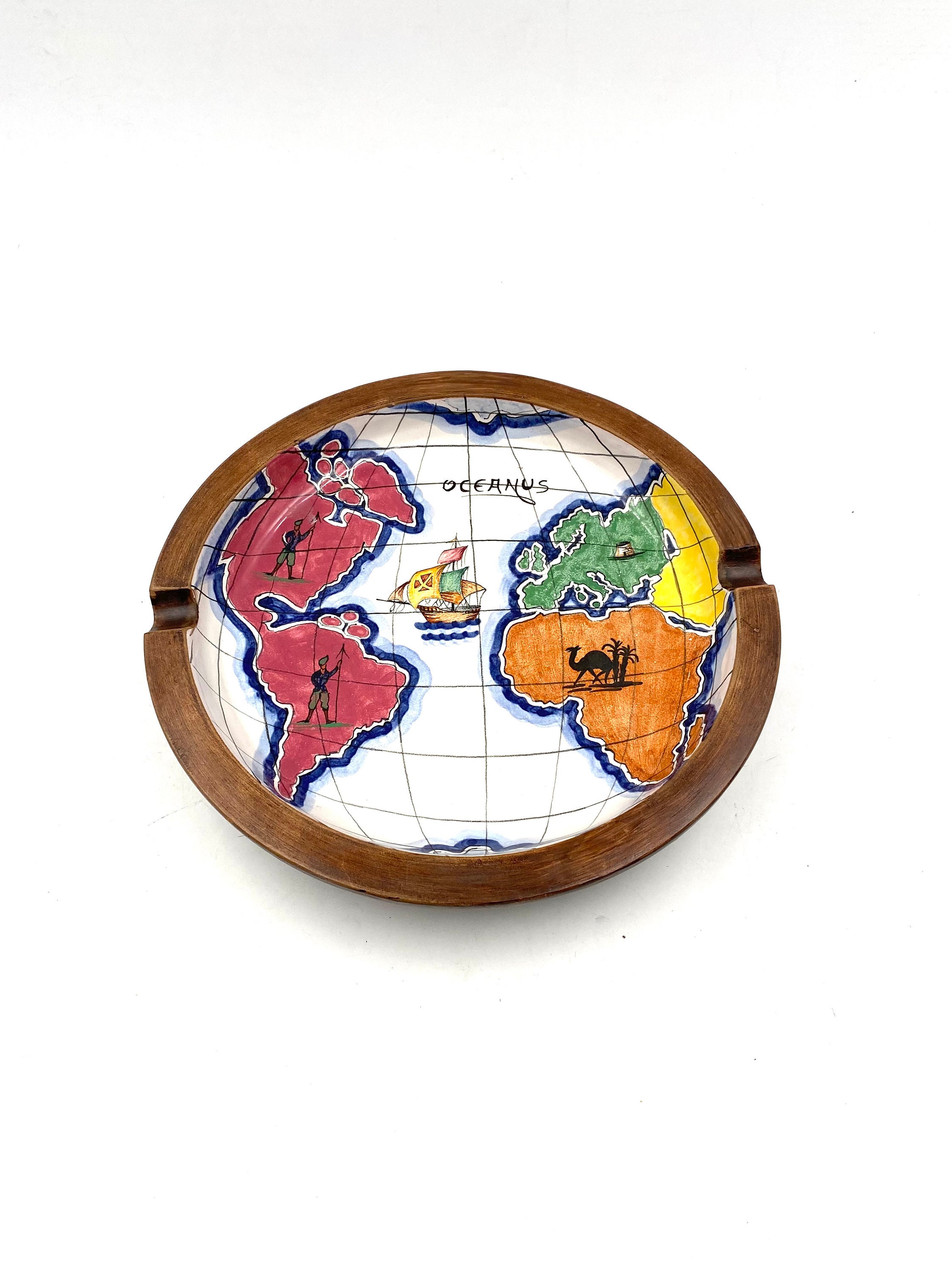 Polychrome Ceramic World Map Catchall / Ashtray Zaccagnini - Etsy