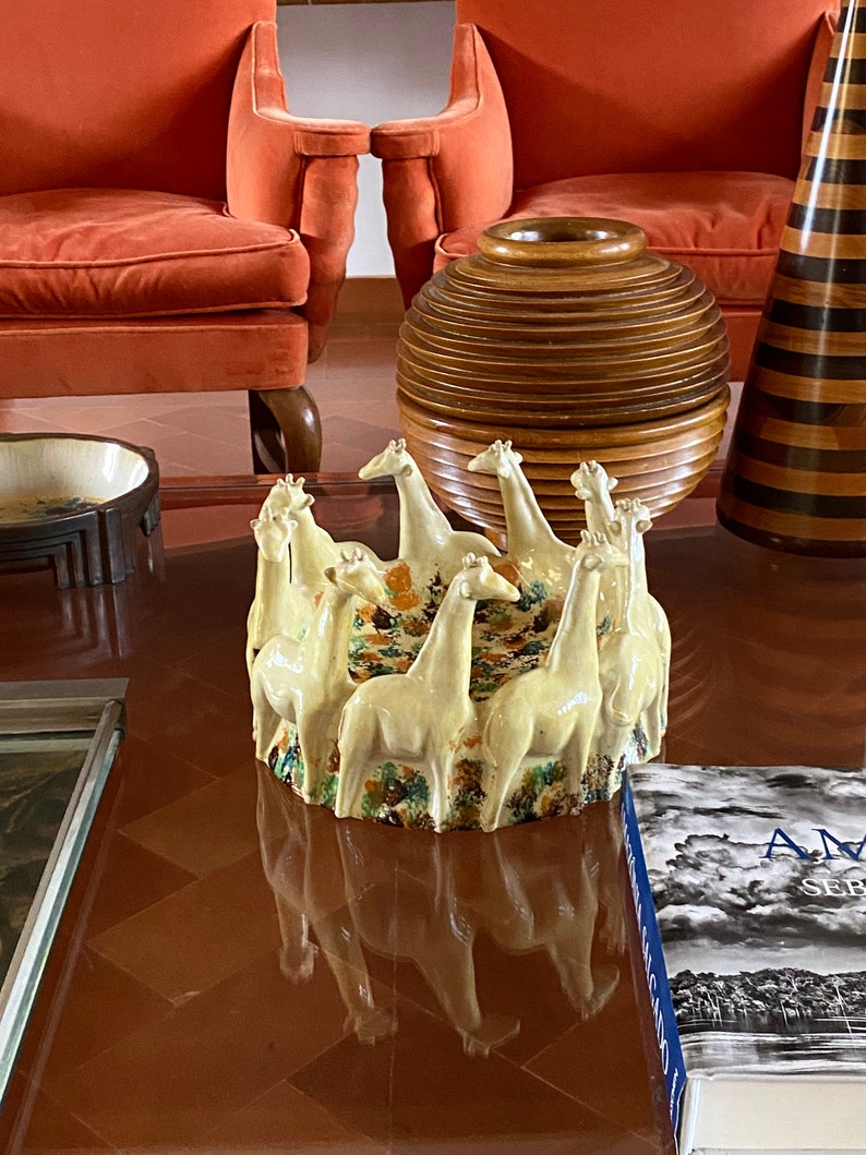 Postmodern Giraffe Ceramic Centerpiece / Vide Poche, ND Dolfi Montelupo ...