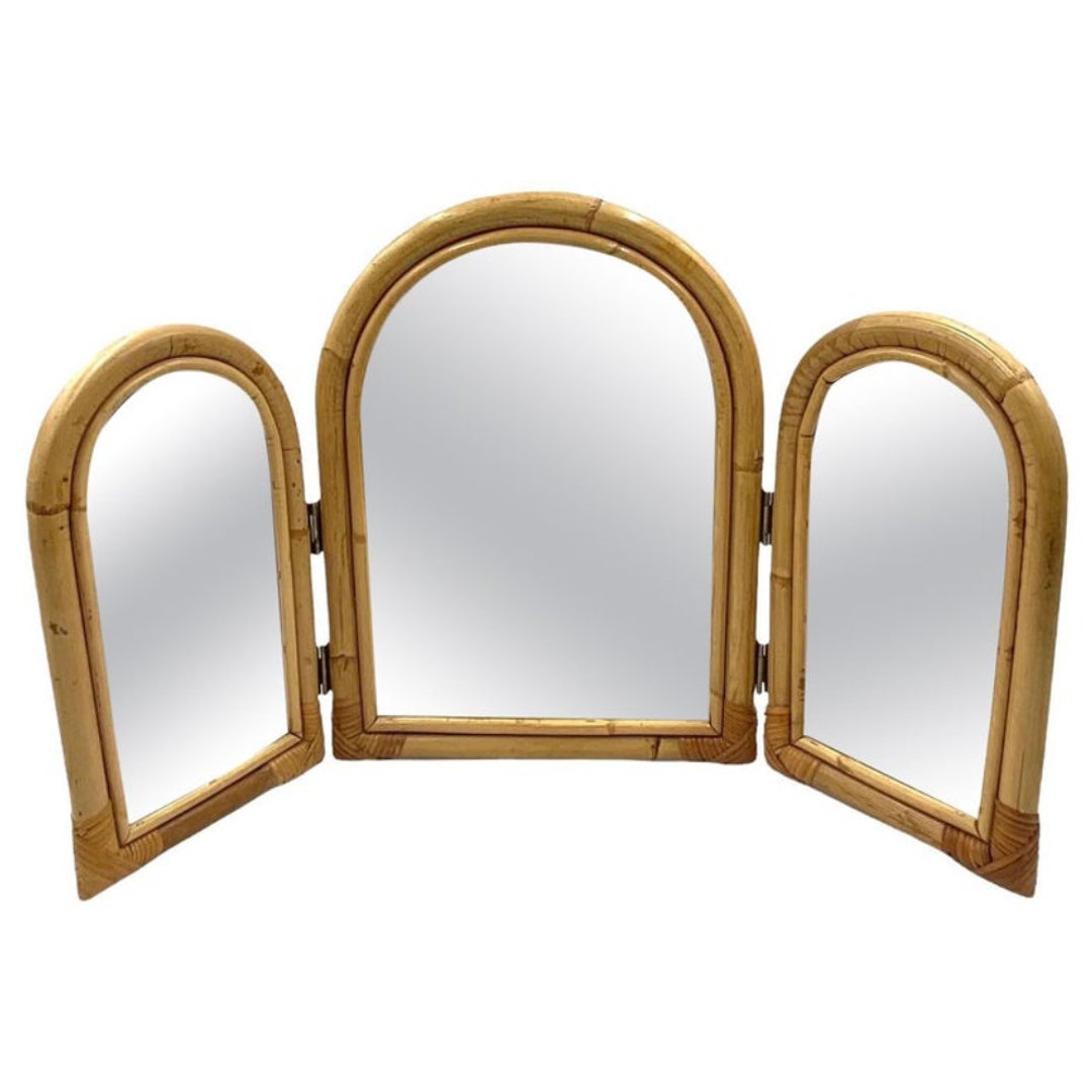 Bamboo Three Flaps Table Mirror / Vanity, Italy 1960s - Etsy