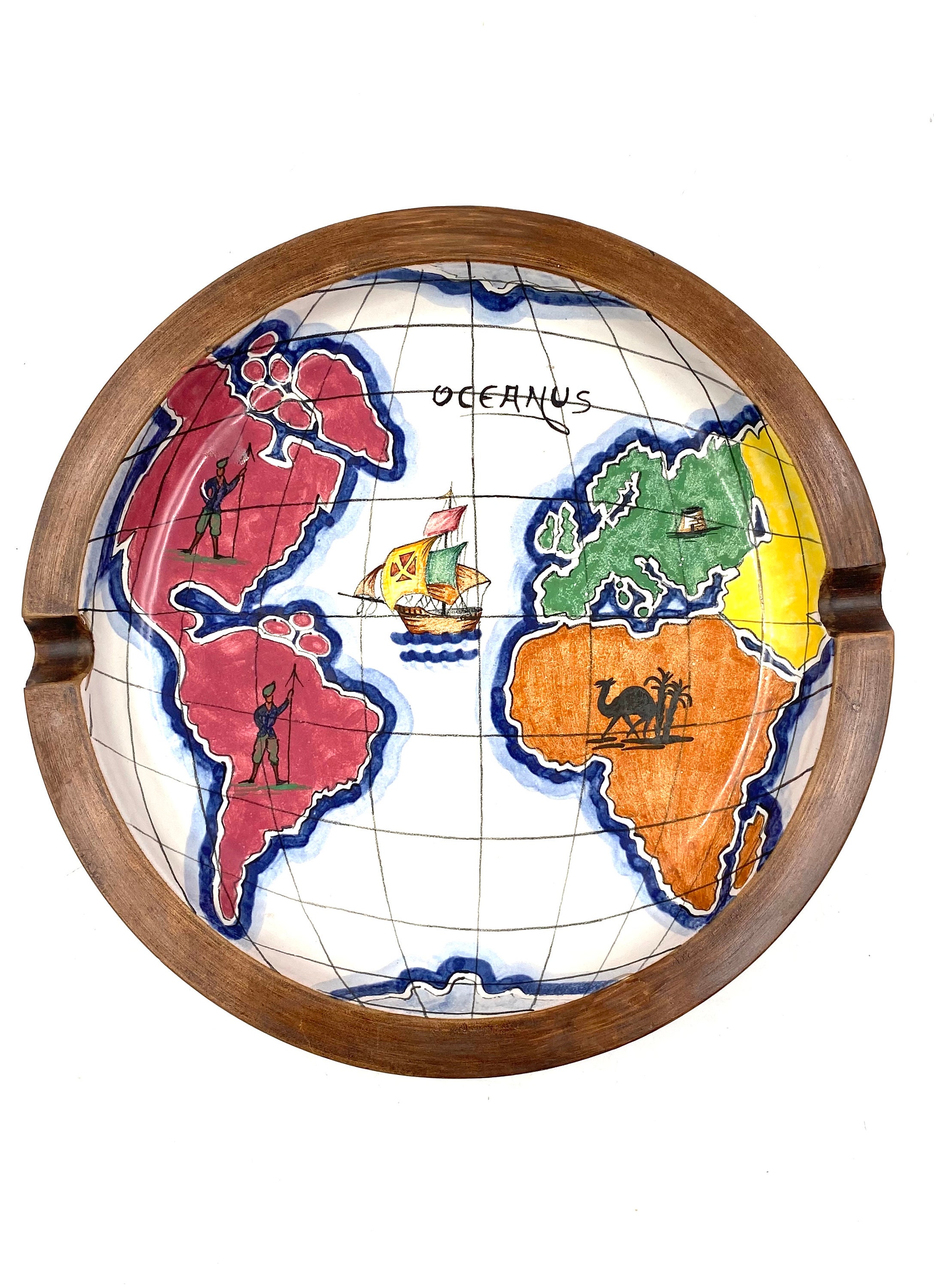 Polychrome Ceramic World Map Catchall / Ashtray Zaccagnini - Etsy