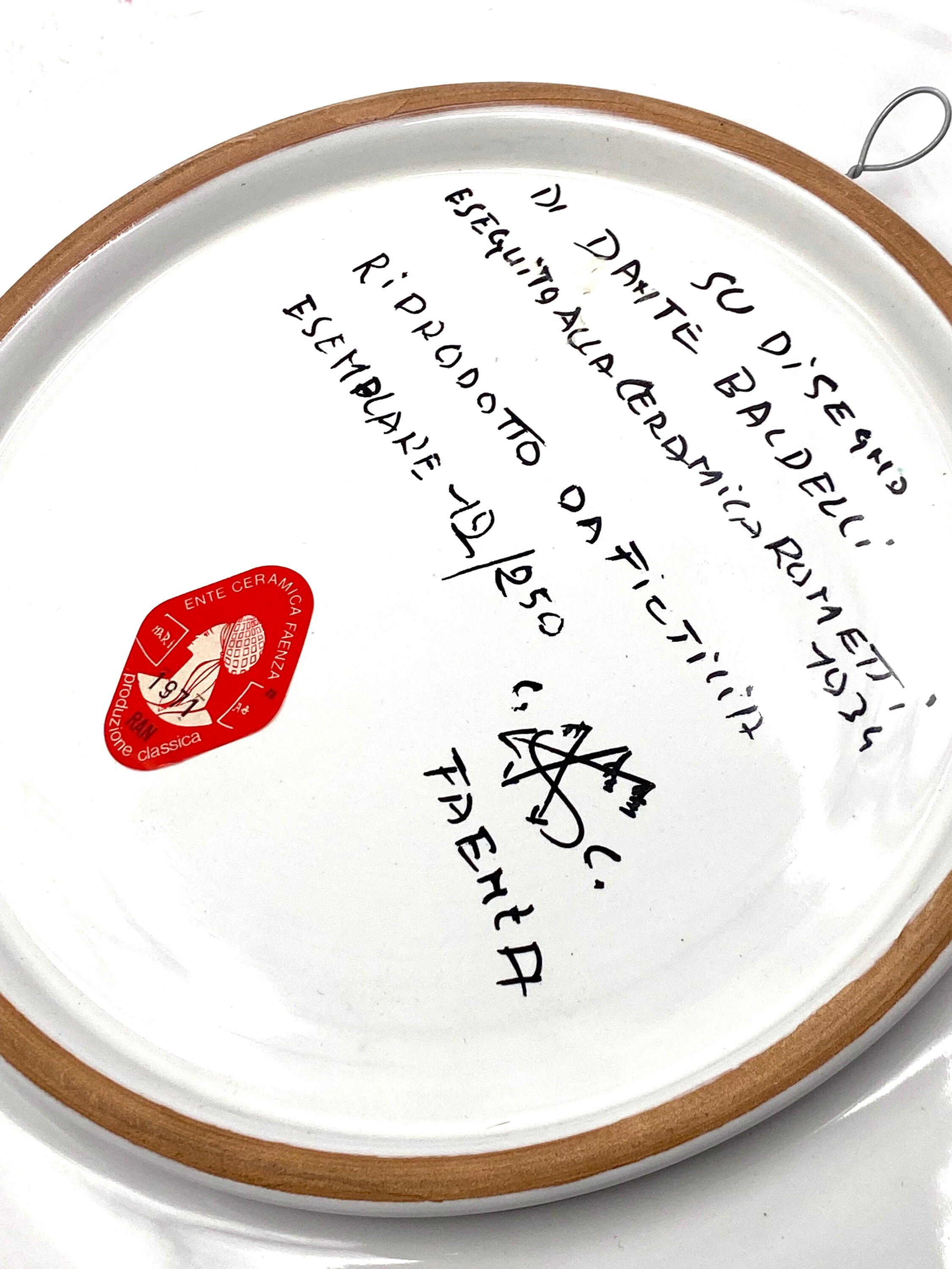 Dante Baldelli, Futurist "soccer Player" Plate, Reproduced by Fictilia ...