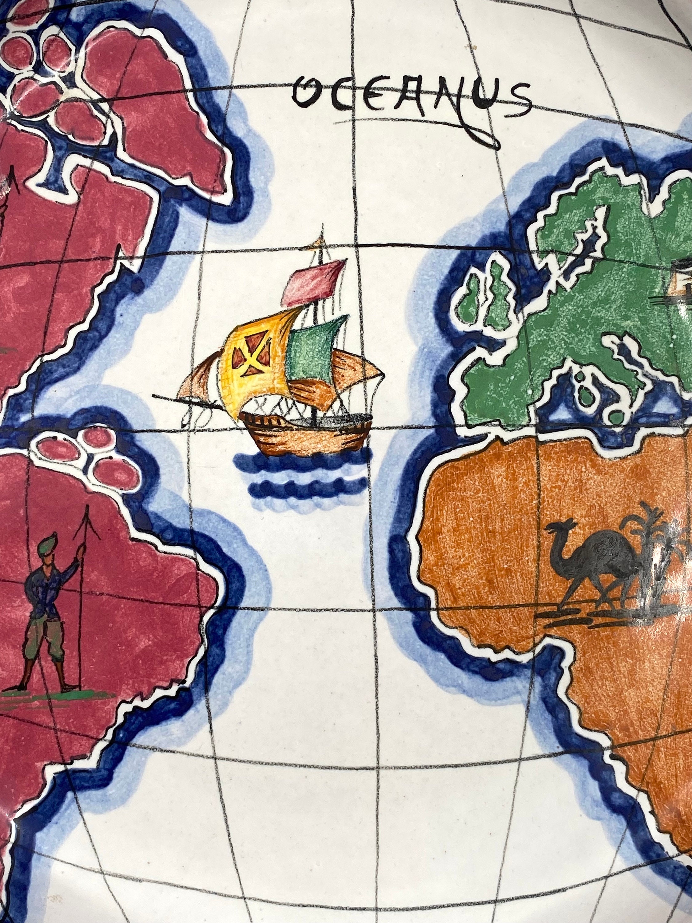 Polychrome Ceramic World Map Catchall / Ashtray Zaccagnini - Etsy