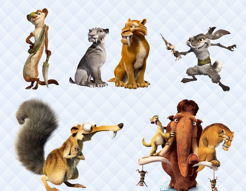 Ice Age Clipart Ice Age PNG Characters Ice Age Printable | Etsy