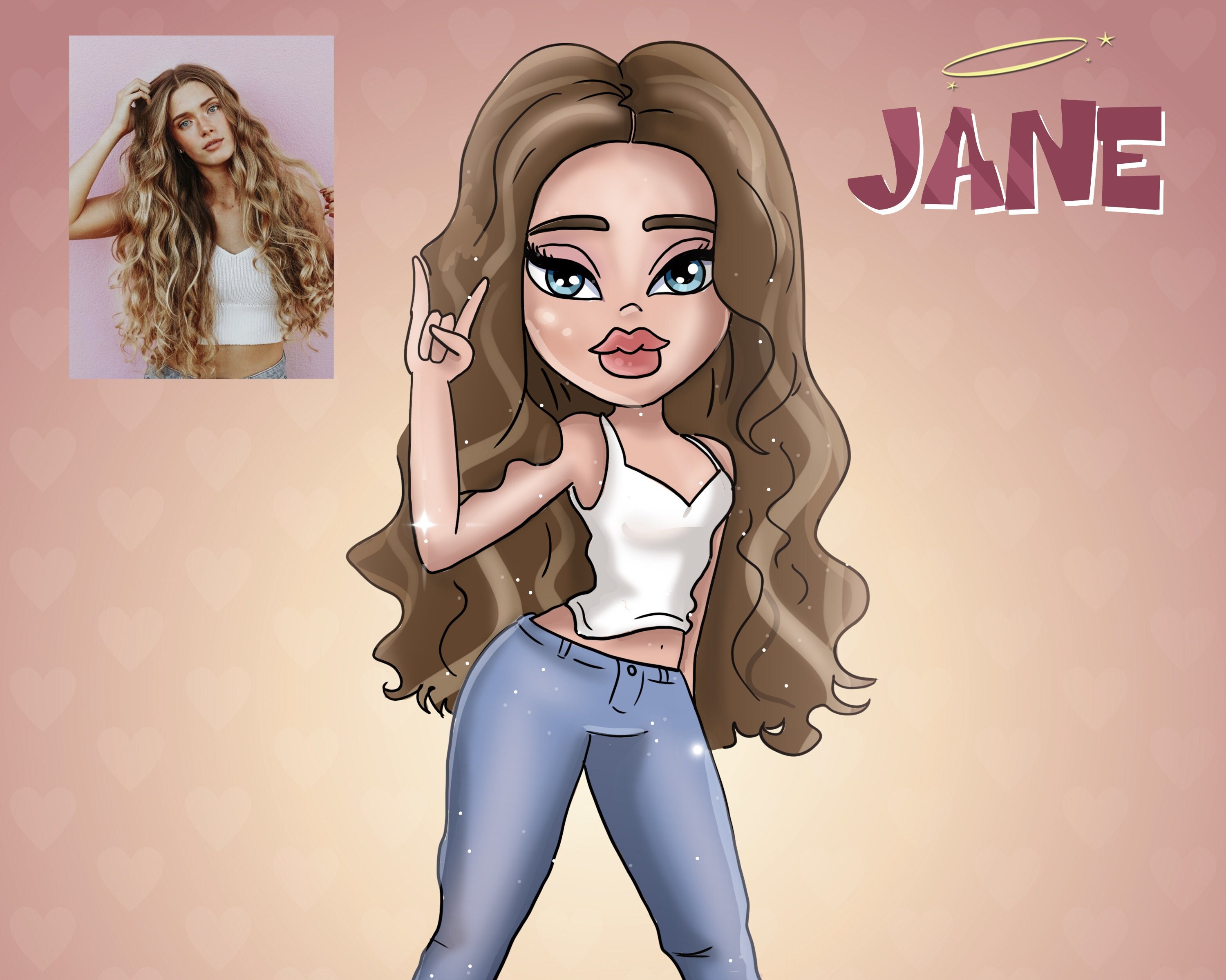 Custom Bratz Logo Bratz Cartoon Portrait - Etsy Denmark