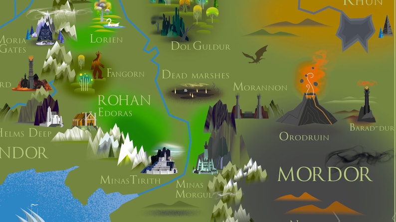 Middle Earth Map PDF for Printing A2 Tolkien - Etsy
