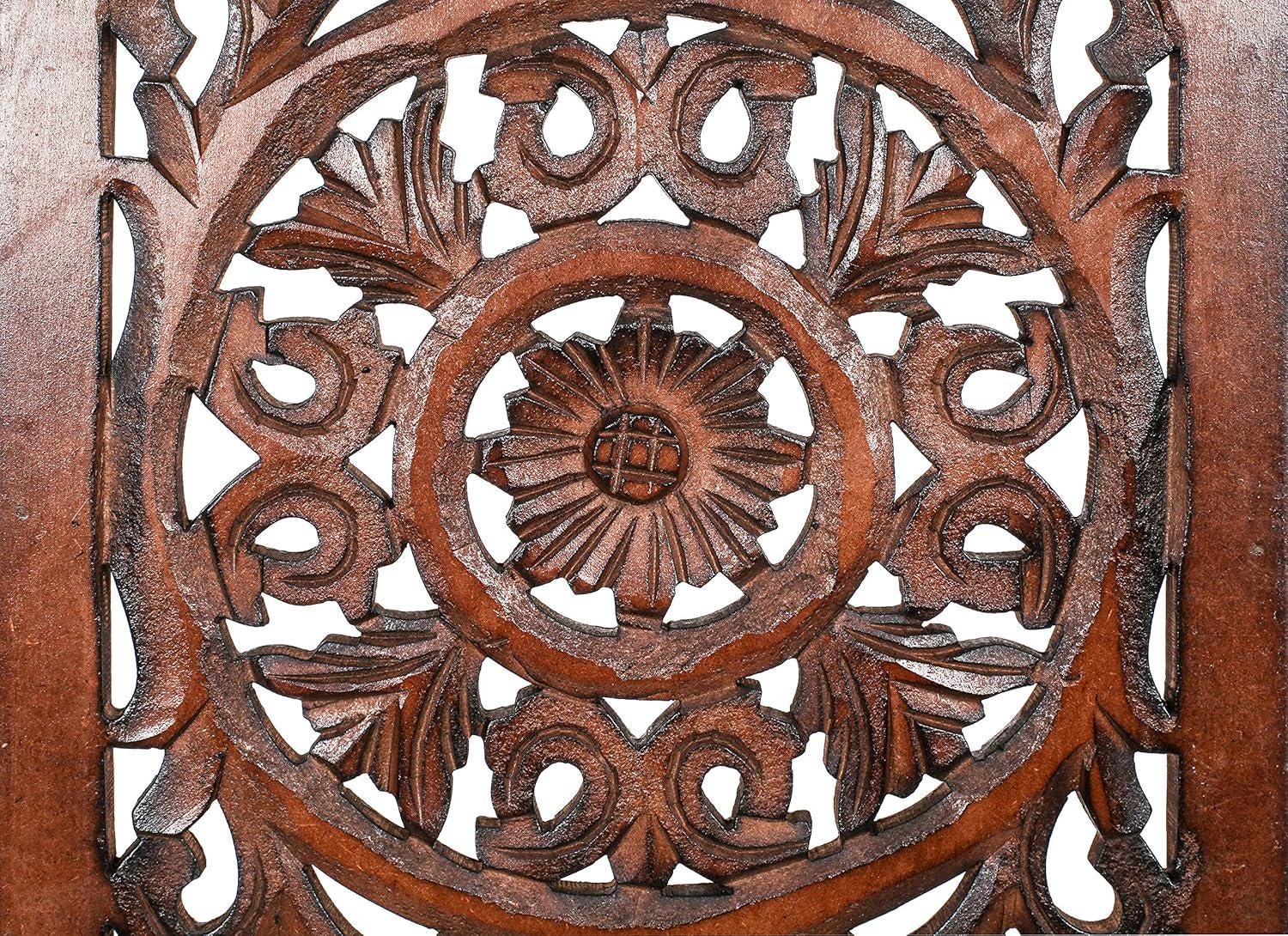Mandala Floral Carving Reclaimed Wood Wooden Mandala Carved Carving ...