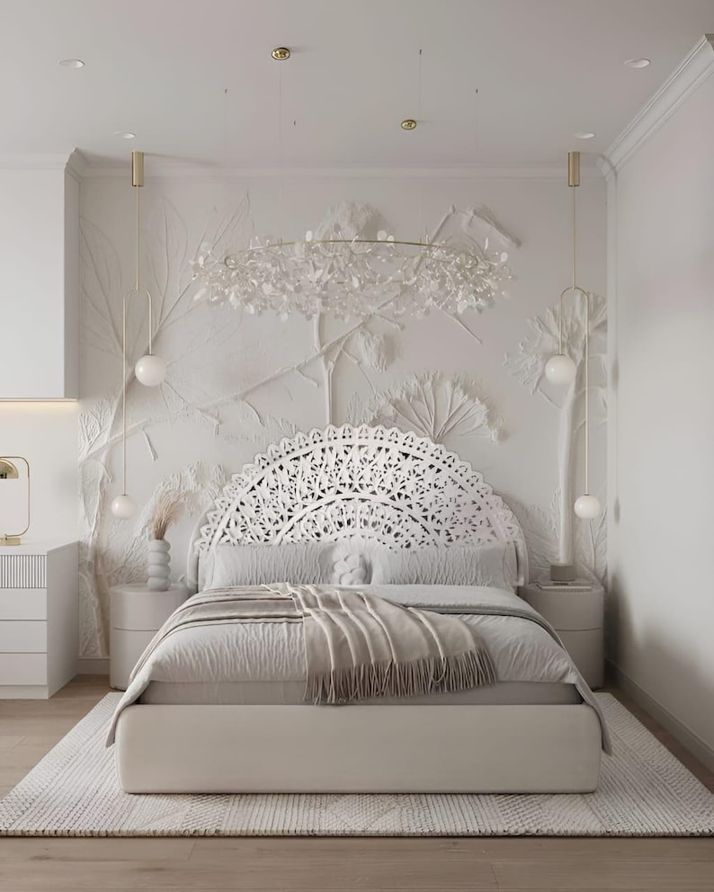 King Size Wooden Circular Half Moon Fully Carved Bed Headboard - Etsy