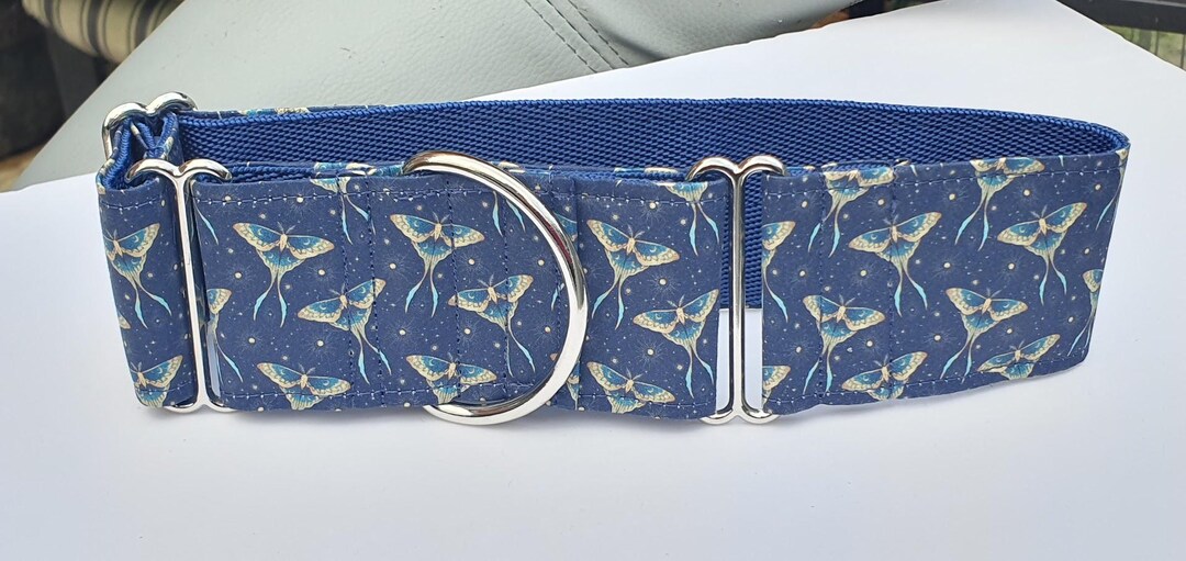 Moon Moths on Dark Blue 50mm Full Martingale, Greyhound, Lurcher ...