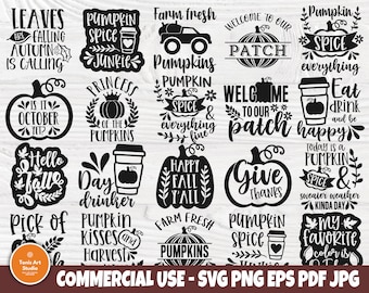 Fall Pumpkin SVG Bundle Autumn Svg Halloween Svg | Etsy