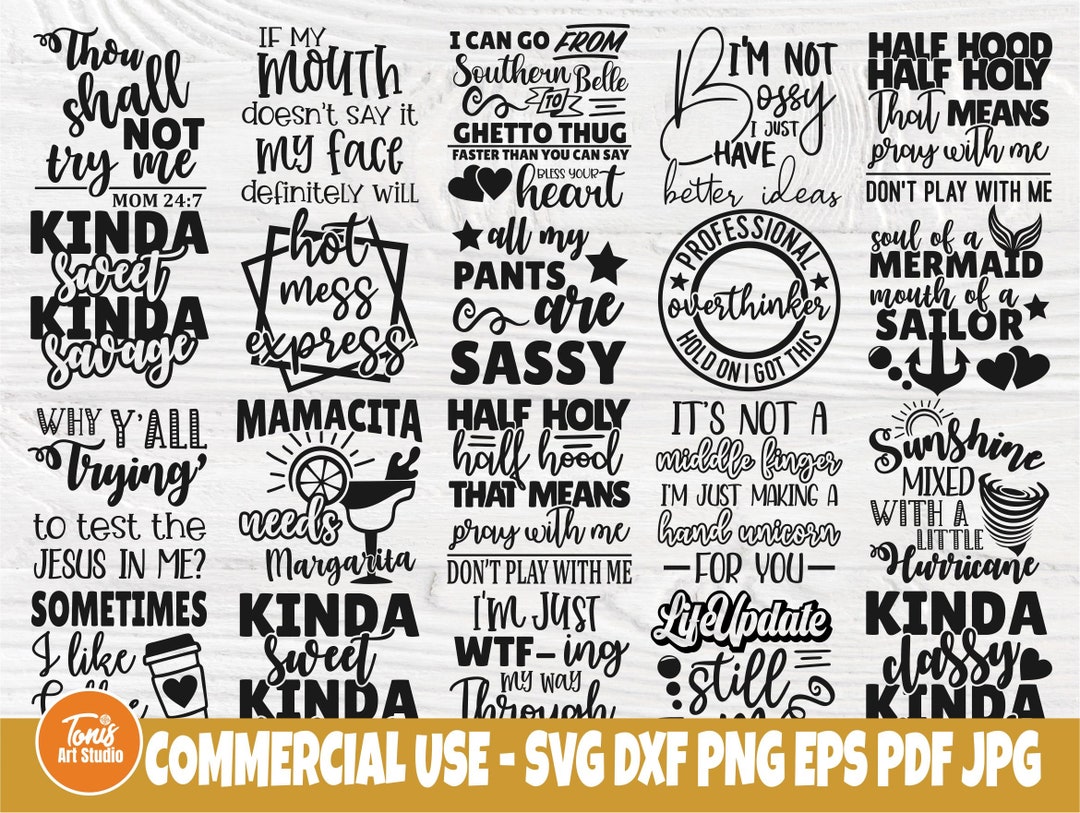 Sarcastic Quotes SVG Bundle: Funny Sassy Designs (digital Download) - Etsy
