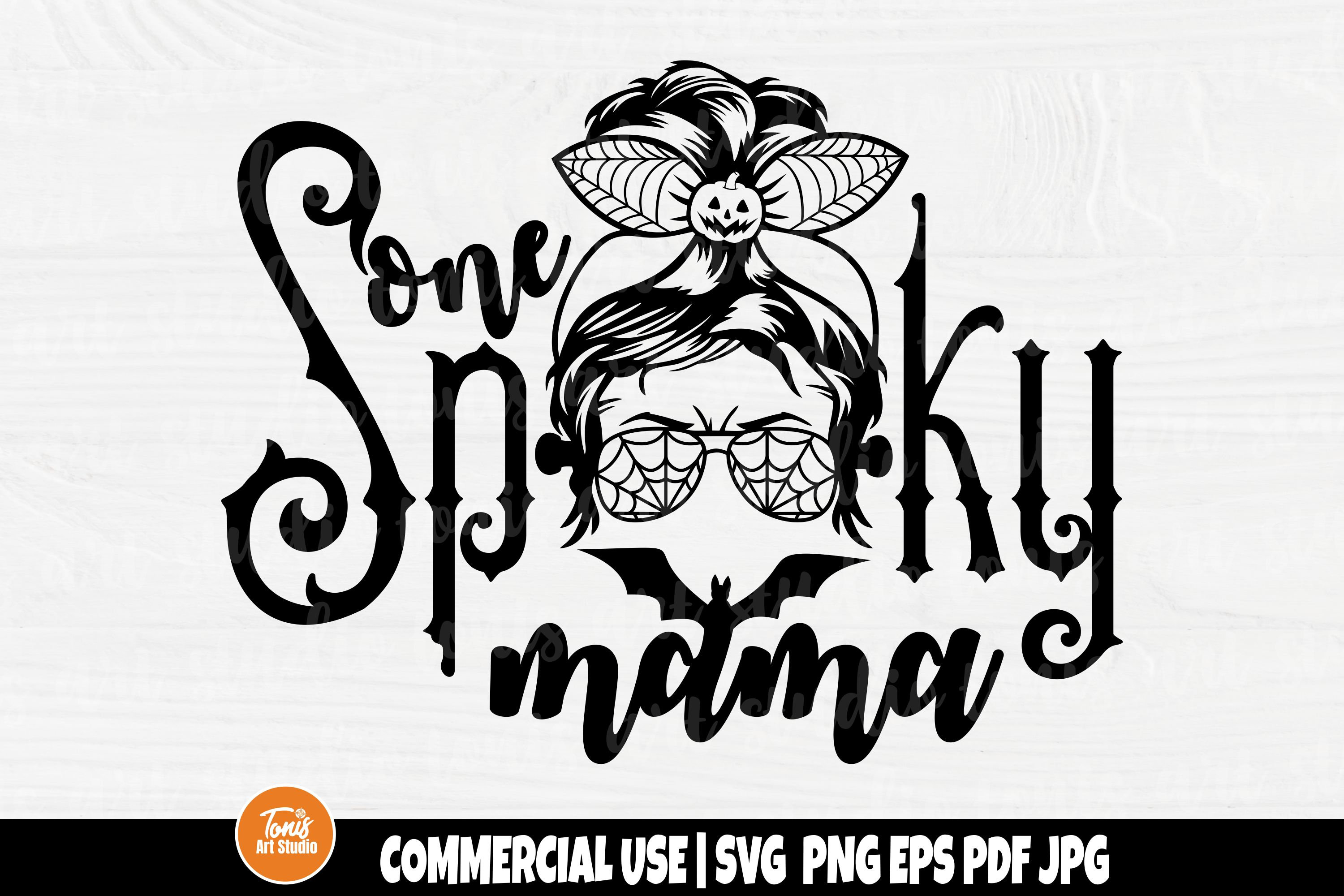 One Spooky Mama SVG File Halloween Mom Svg Messy Bun Hair - Etsy