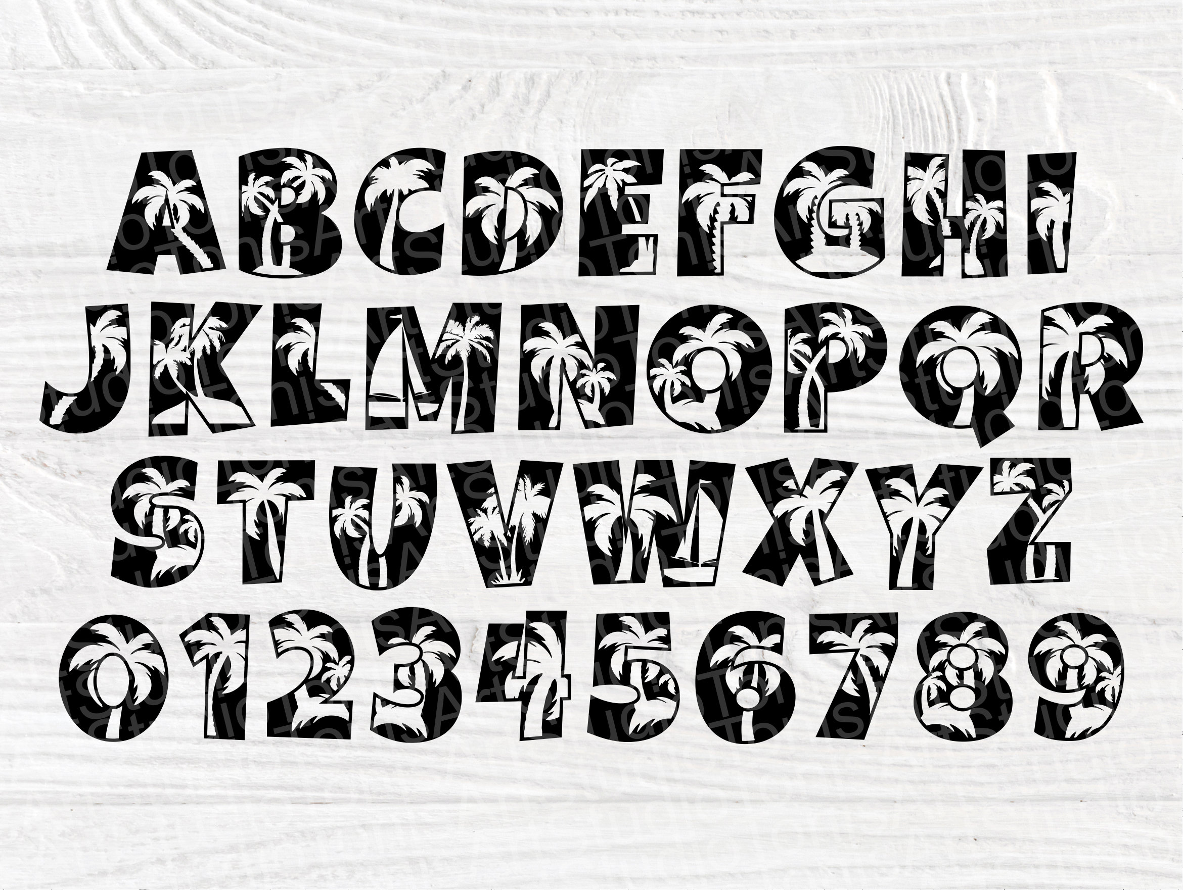 Palm Trees SVG Fonts Beach Monogram Alphabet Svg | Etsy