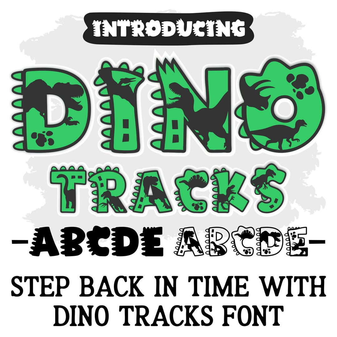 Dino Tracks Font | Dinosaur Alphabet | Dino Letters | Prehistoric Font ...